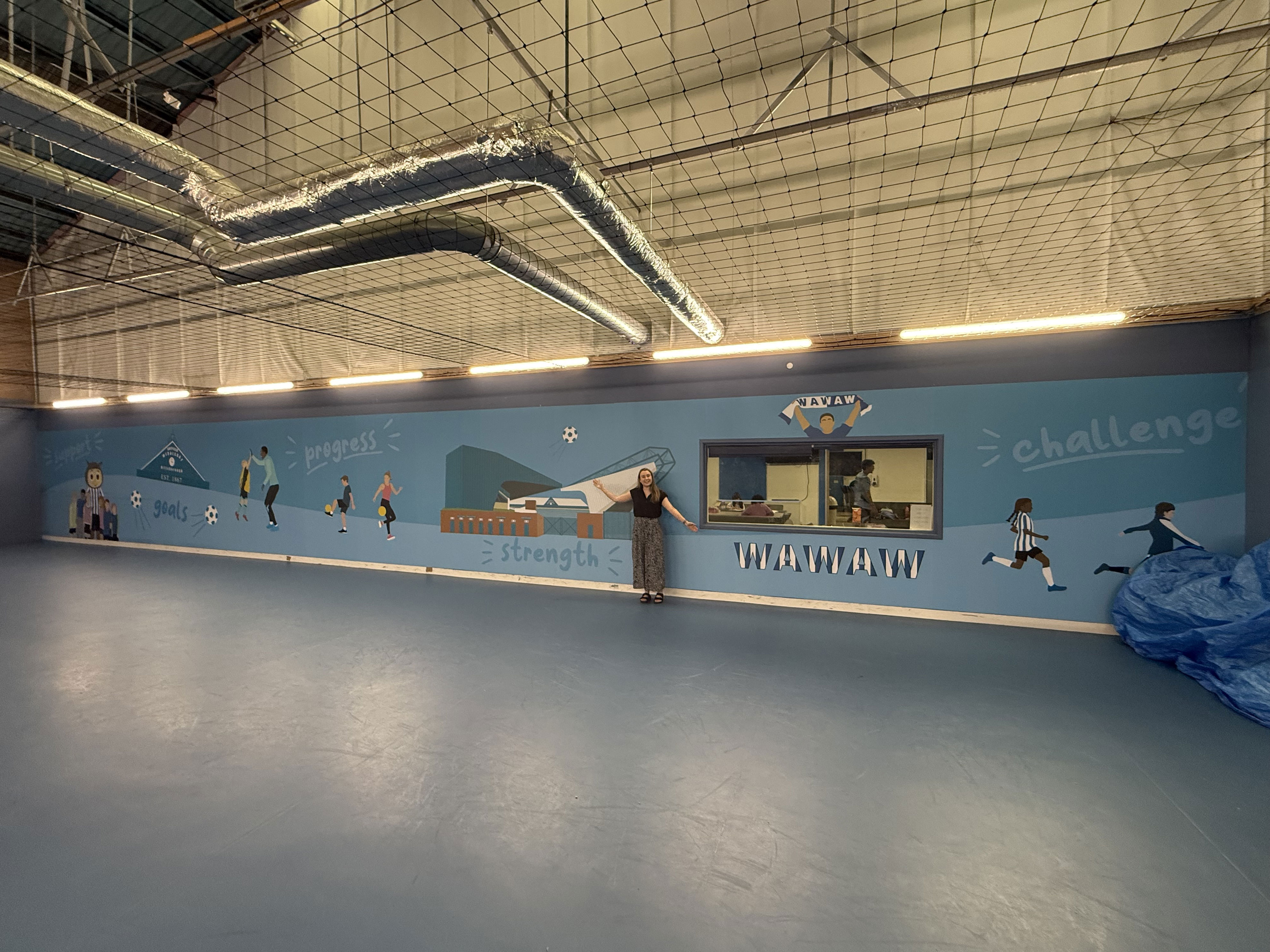 Sheffield artist transforms sports hall with 20 metre illustration ...