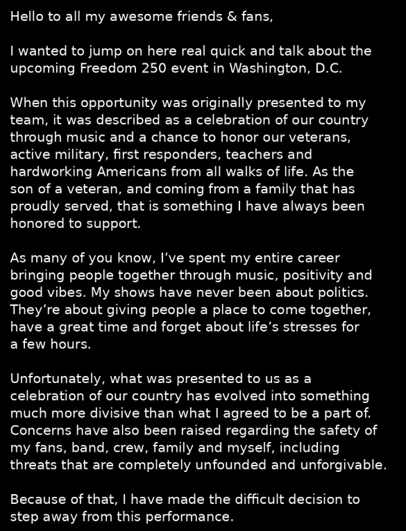 Trump steps in as headliner after wave of performer cancellations hits ...