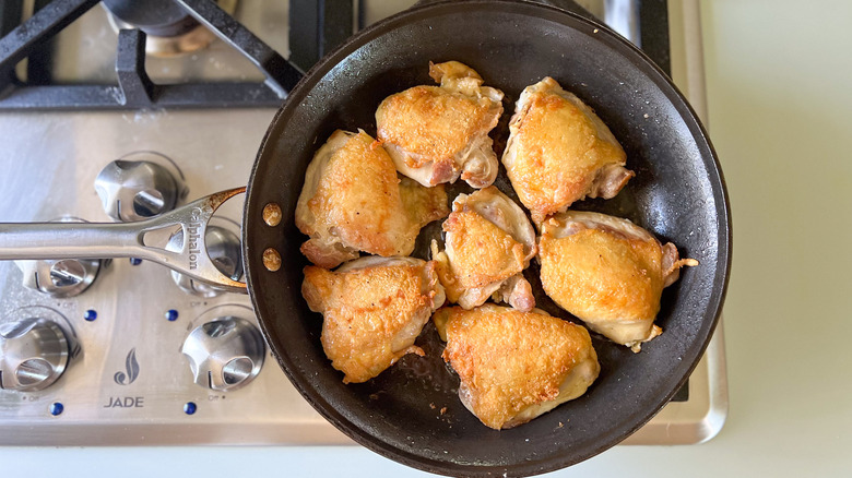 Crockpot-braised chicken with kimchi and forbidden rice recipe