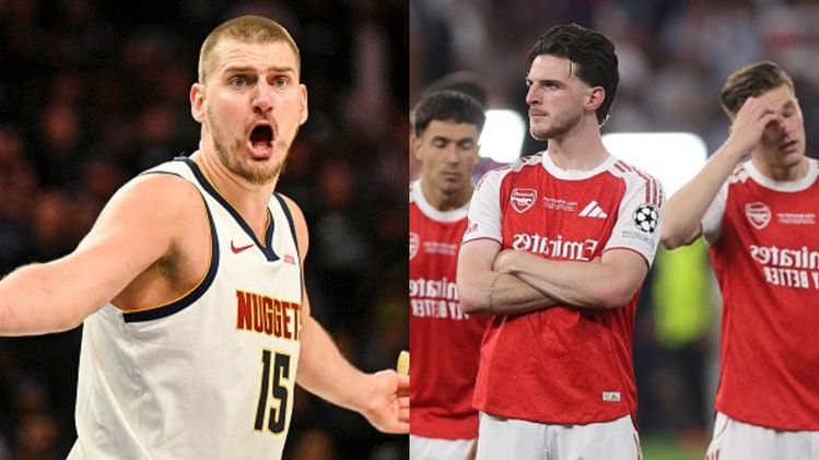 Watch: Nuggets' star Nikola Jokić cheers on Arsenal as PSG wins 2026 ...