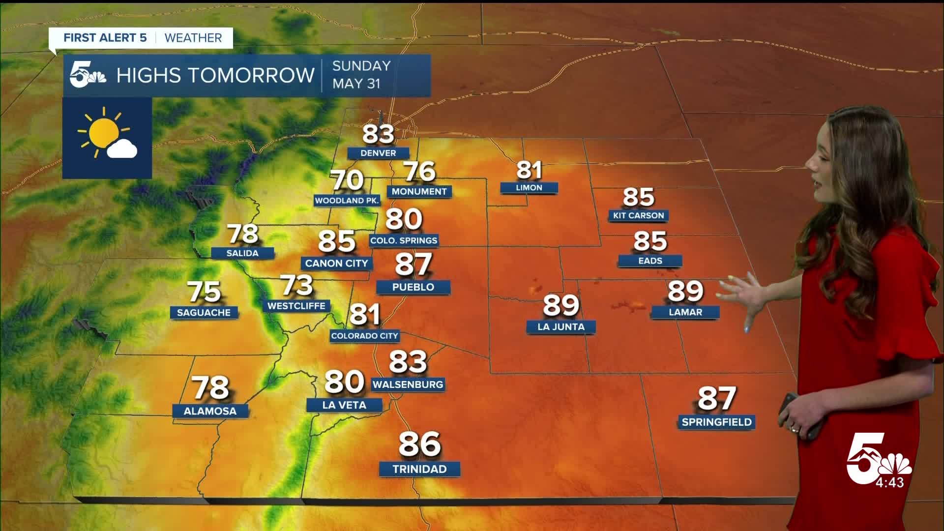 Nice and warm conditions continue into Sunday with the chance of storms ...