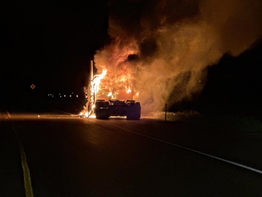 Semi-tractor fire causes temporary 1-29 ramp closure
