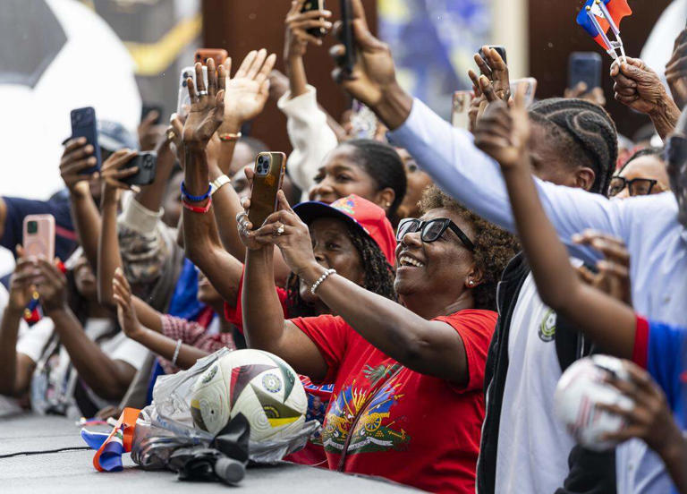 Haitians gather to meet Haiti national team soccer stars ahead of World Cup