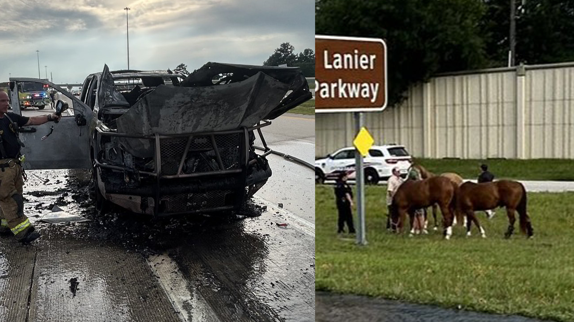 No injuries reported after truck towing horse trailer caught fire in NW ...