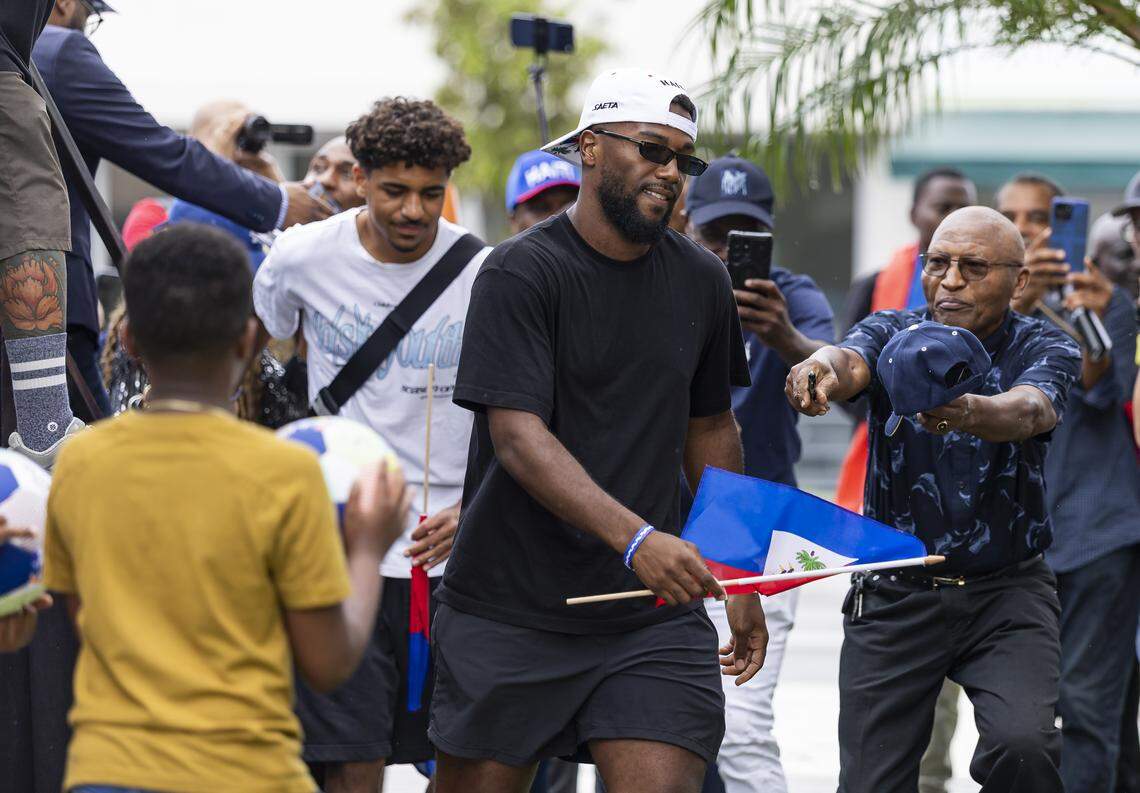 Haitians gather to meet Haiti national team soccer stars ahead of World Cup