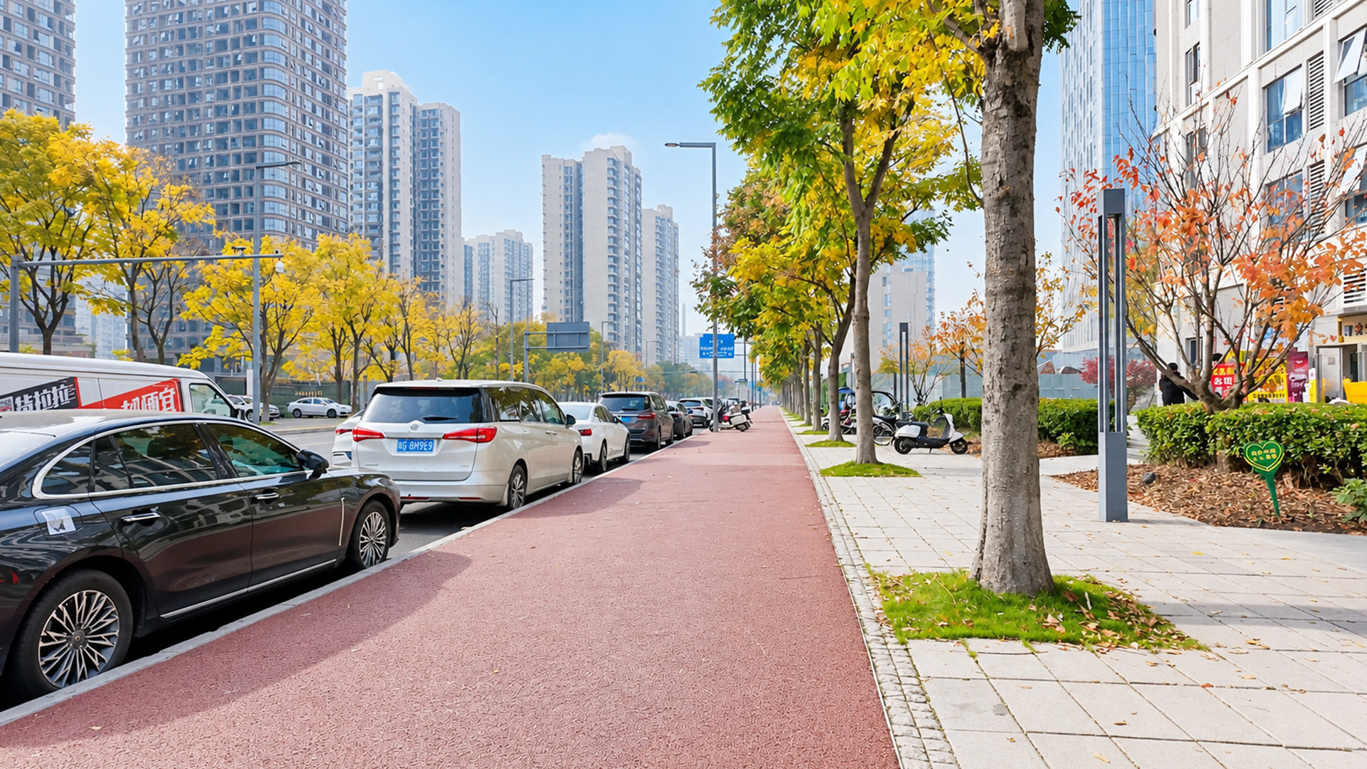 Hidden among high-rises is a boulevard of golden trees