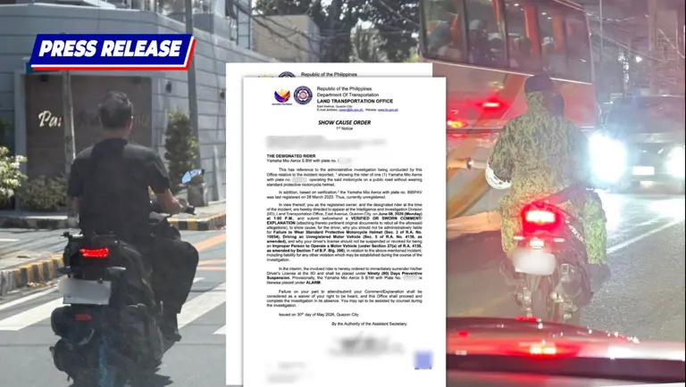 LTO summons 2 helmet-less riders; driver’s licenses suspended