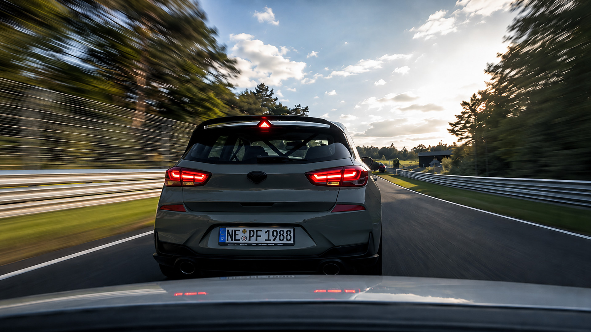 Close call from inside a VW Golf GTI on race track