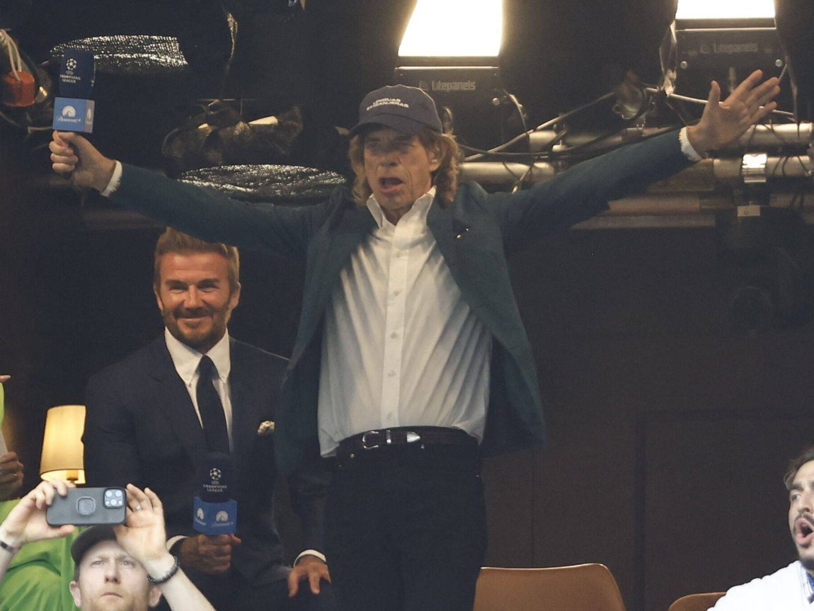 Champions League final in Budapest: Mick Jagger and David Beckham cheer on