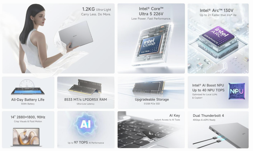 CHUWI CoreBook Air launches as a Copilot+ PC with Intel Lunar Lake, 2 ...