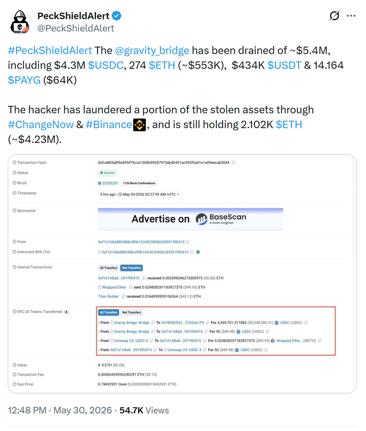 Cosmos-based Gravity Bridge halts bridge after reported $5.4M exploit