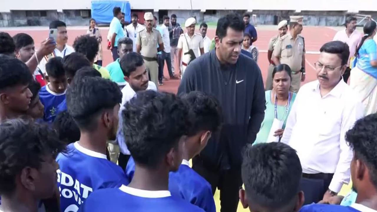 Aadhav Arjuna assesses sports infra at Coimbatore's Nehru Stadium