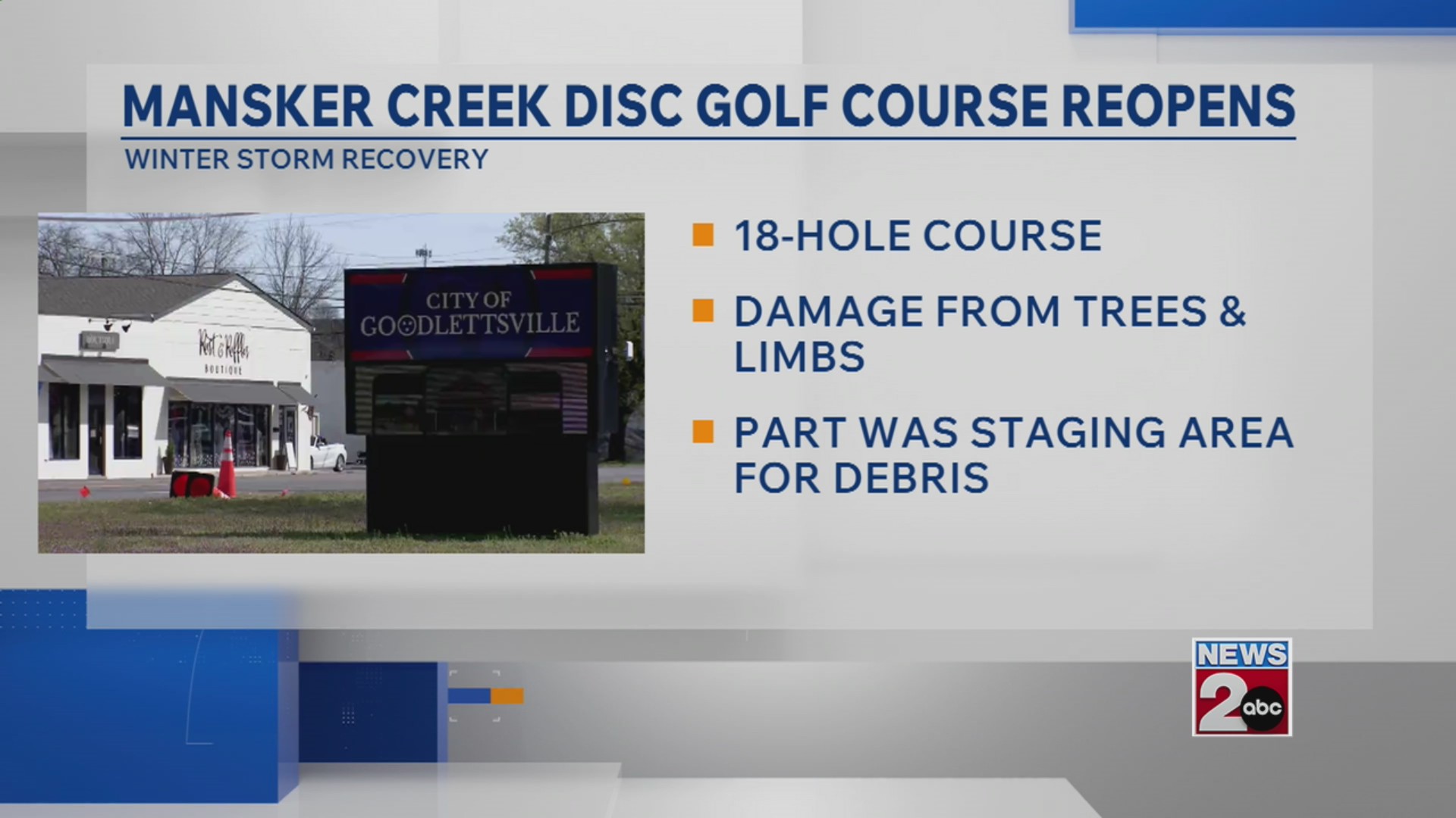 Goodlettsville disc golf course reopens after winter storm damage