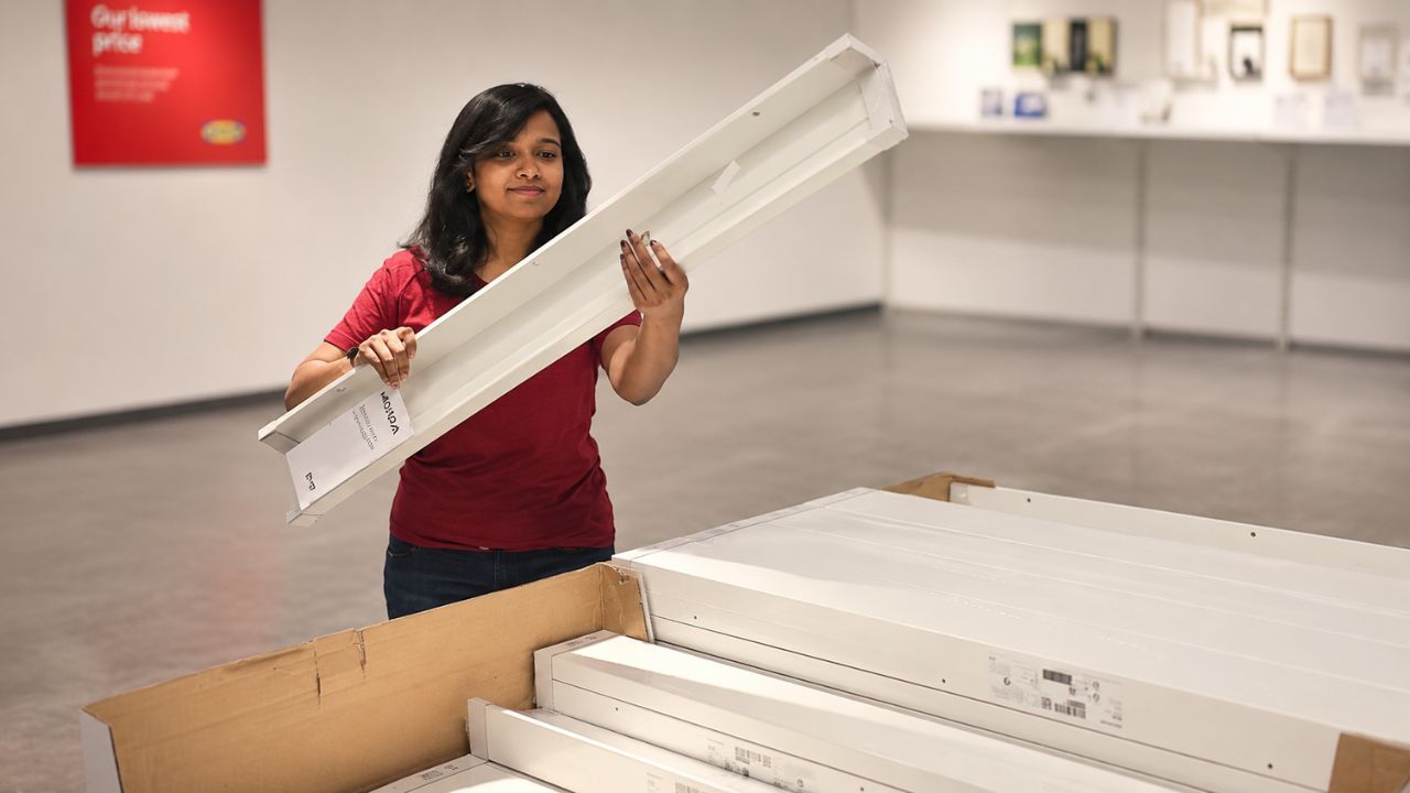 She turns a $19 IKEA ledge into a show-stopping living room upgrade!