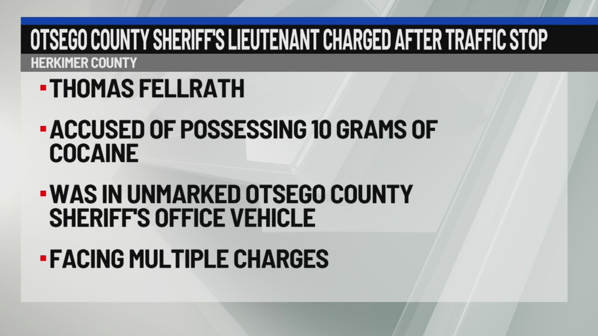 Sheriff's lieutenant charged after traffic stop in Herkimer County