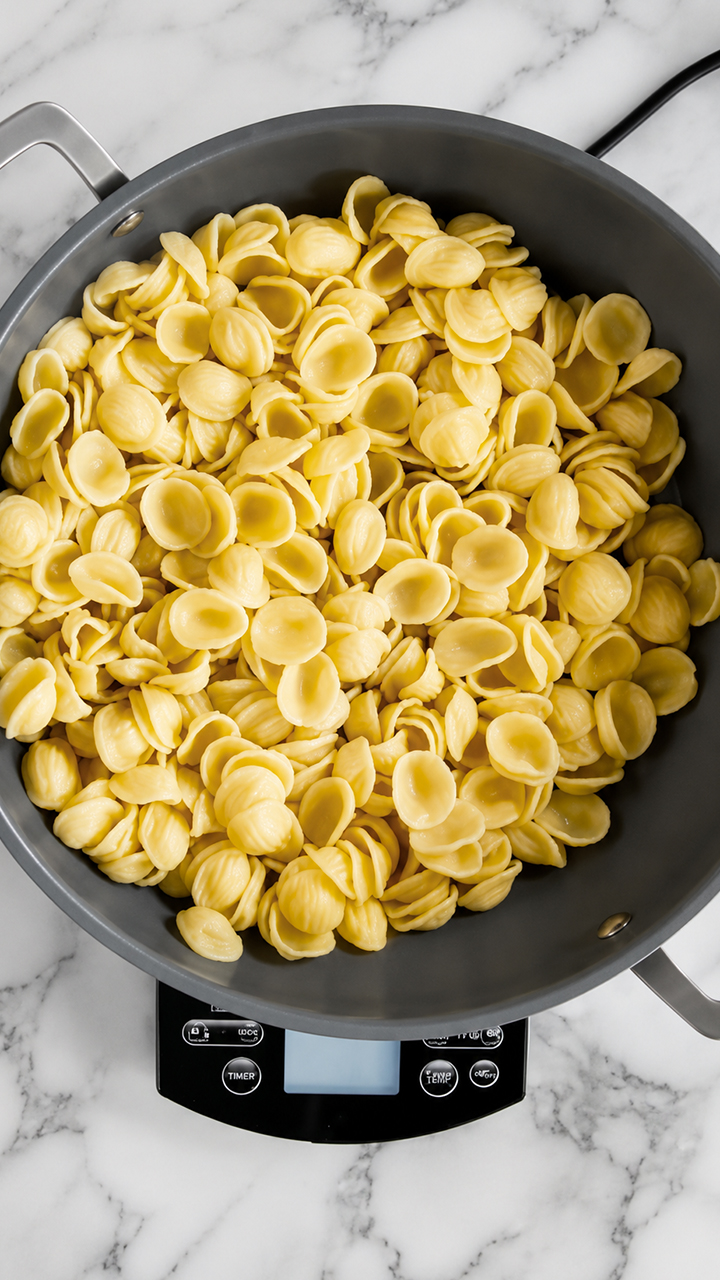 Homemade orecchiette pasta with broccoli and bold flavors