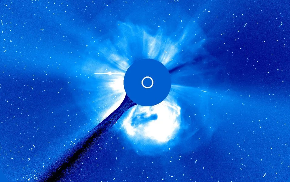 Hidden sunspot AR4455 fires CME as it nears Earth view