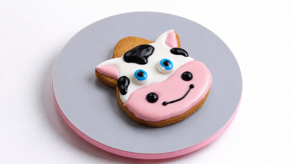 Adorable cow cookie design comes together