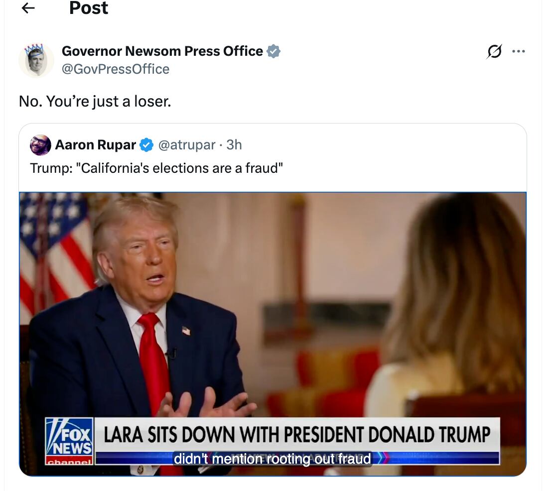 Newsom brands Trump a ‘loser’ in blistering takedown