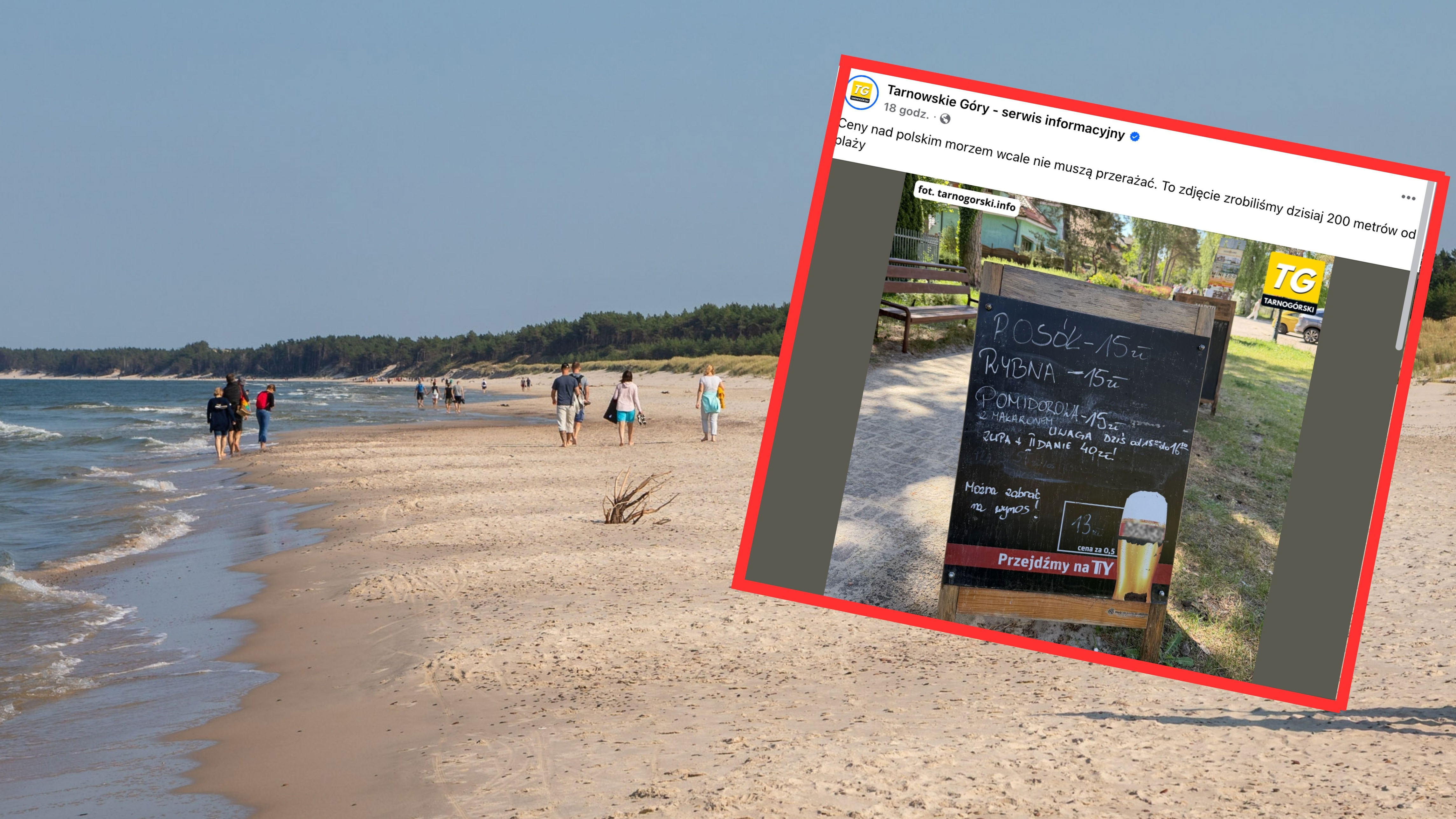 Taką tablicę ustawiono 200 m od plaży. "Ceny wcale nie muszą przerażać"