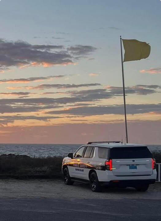 Yellow flags flying in Dauphin Island Sunday morning