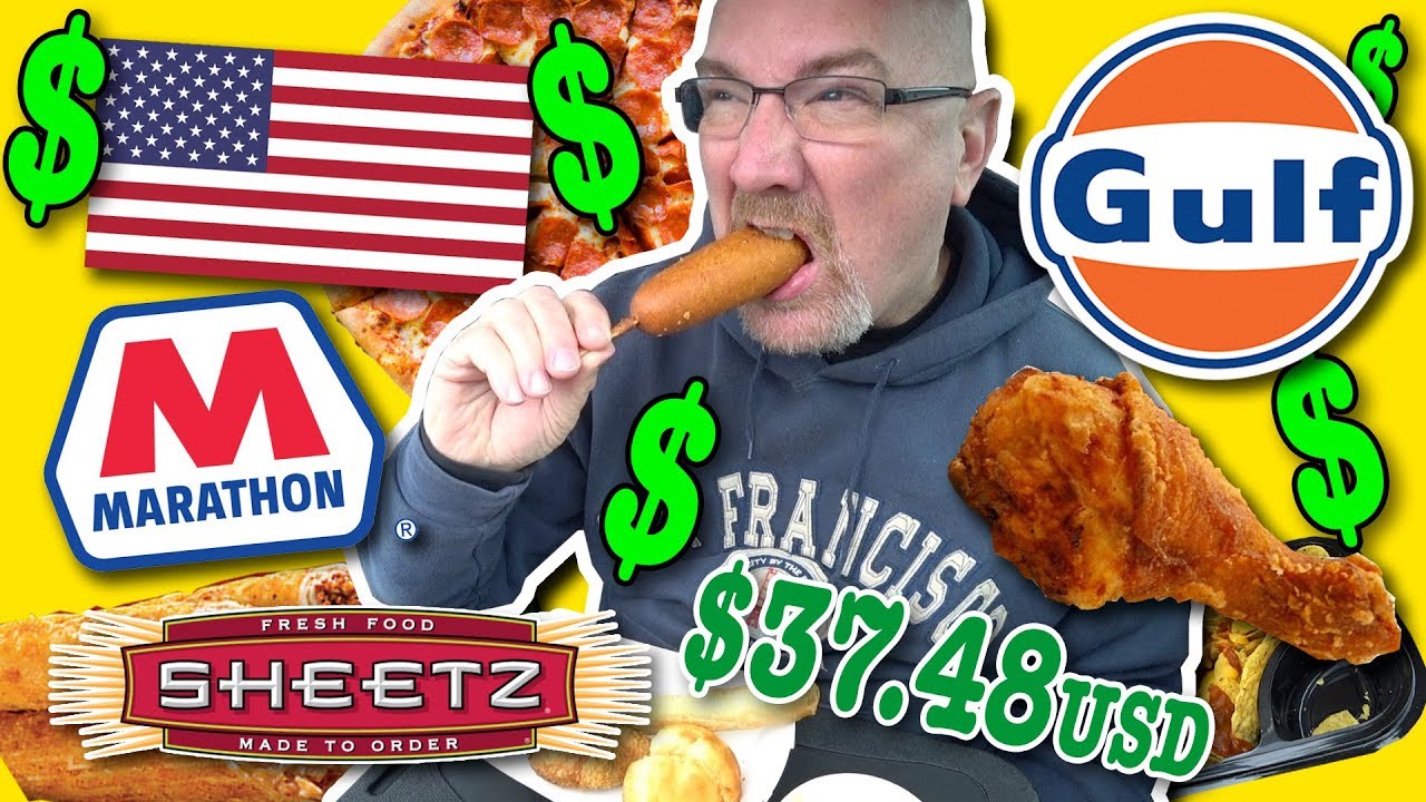 I only ate from USA Gas Station for 24 hours! & visit the Rock & Roll ...