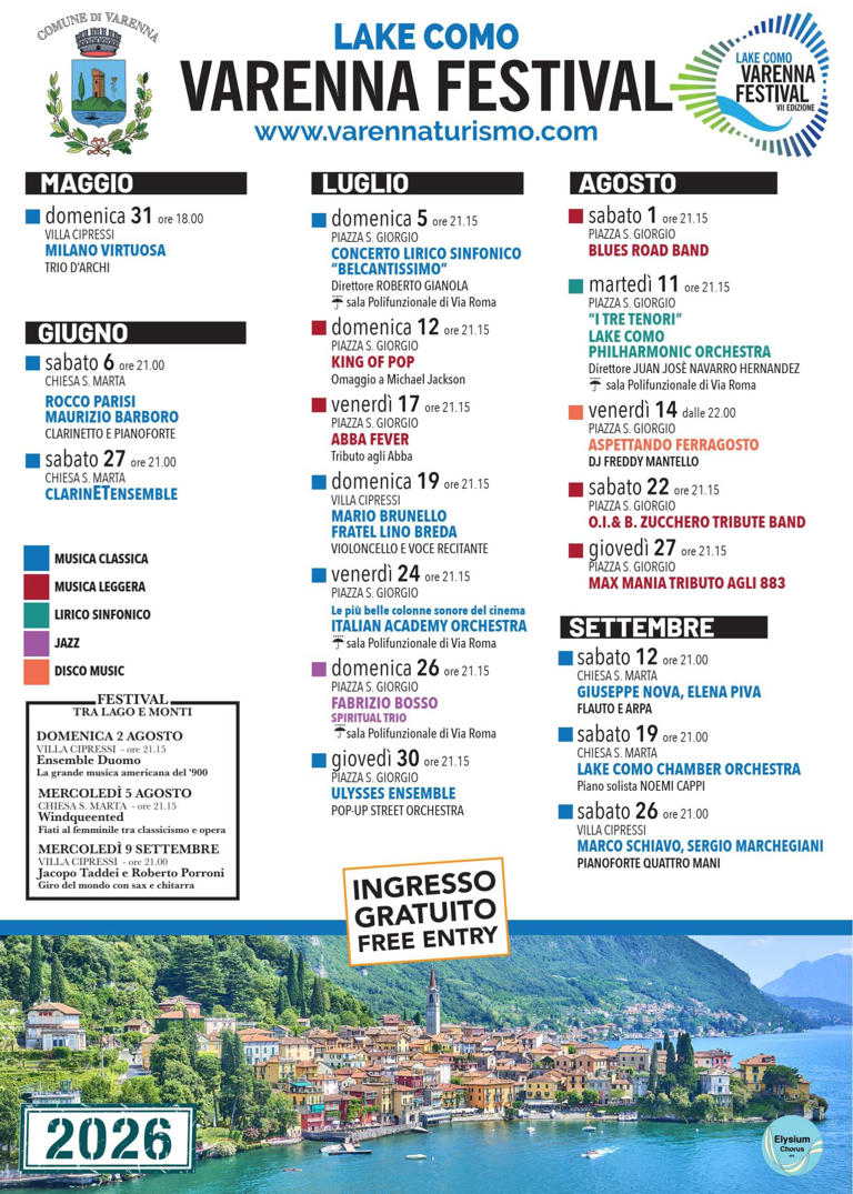 Varenna Festival 2026, musica e spettacolo sul lago per la settima edizione