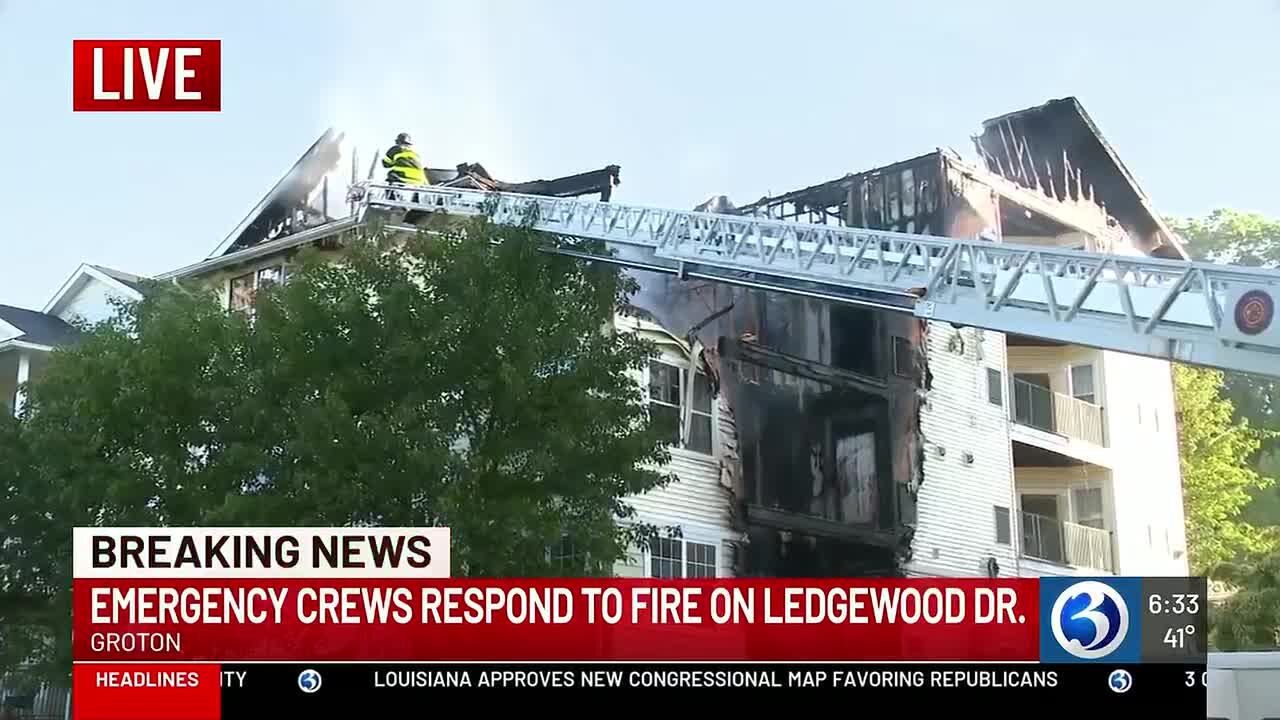 Third-alarm fire forces residents from Groton apartment complex