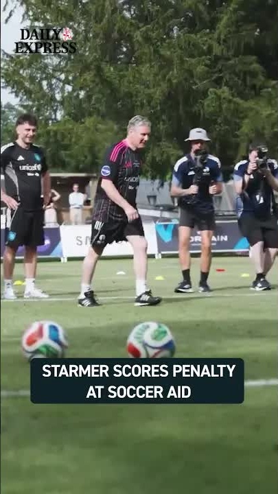 Keir Starmer scores penalty at Soccer Aid match
