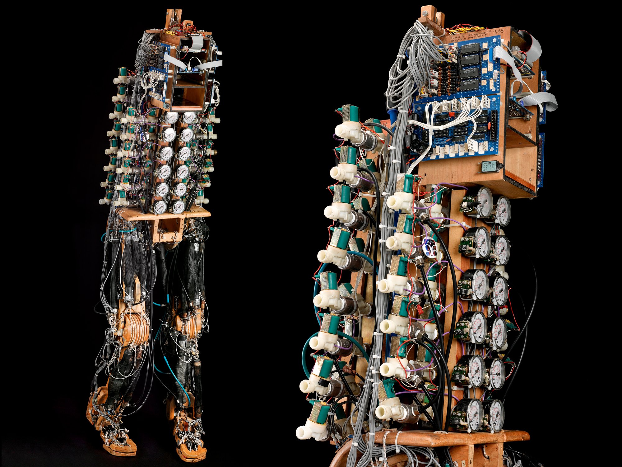 This DIY bipedal robot used pneumatic air-muscles instead of motors