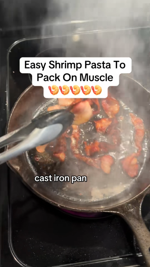 One pan shrimp pasta for easy muscle gain
