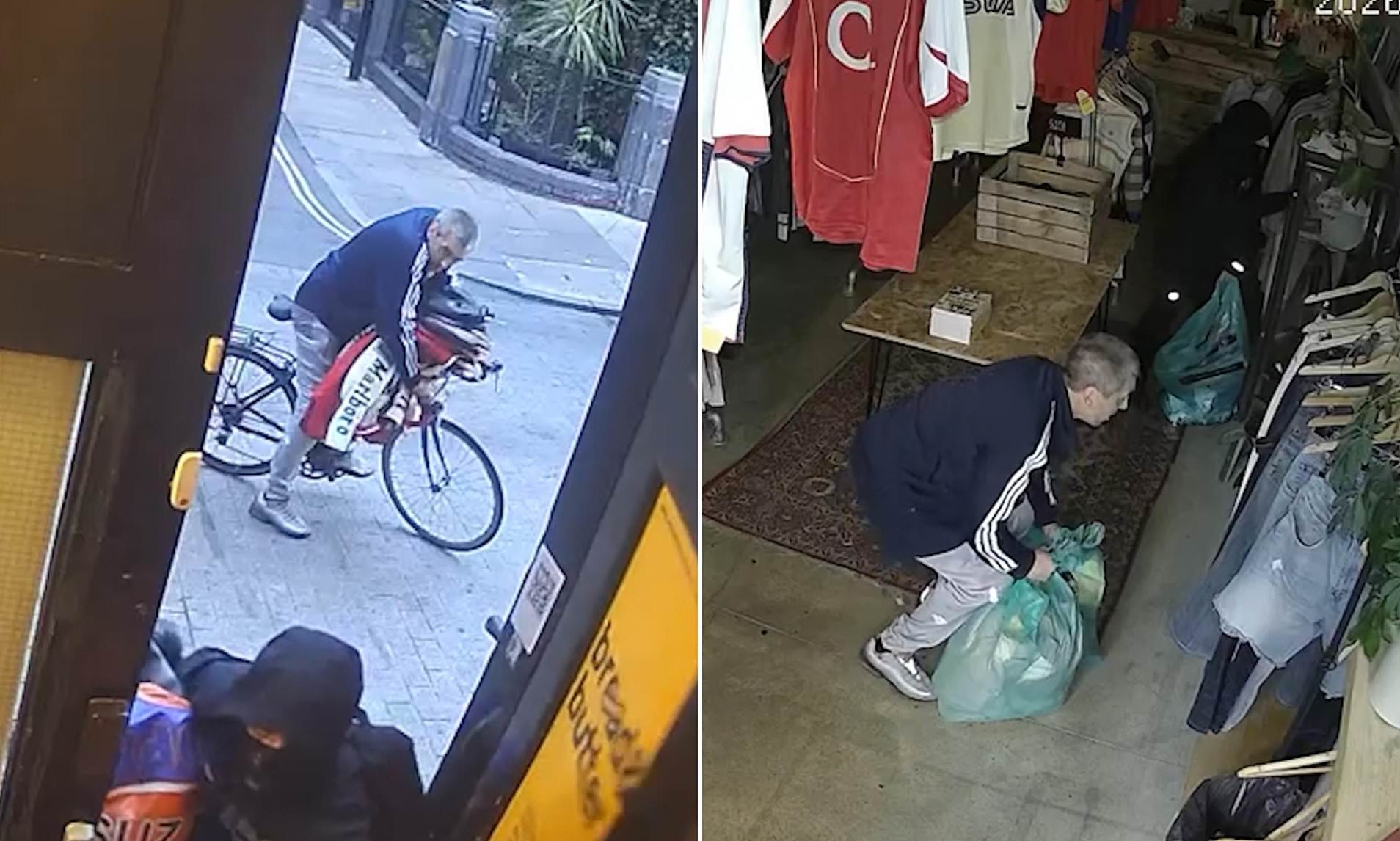 Moment thugs on bikes break into vintage store before stealing £6,200 ...
