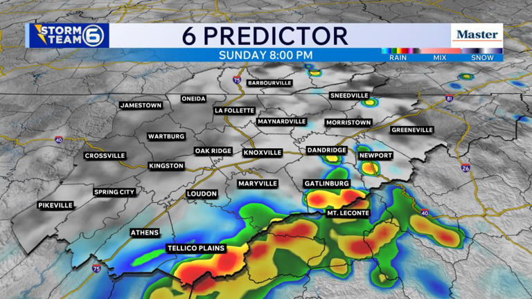 Knoxville weather: Spotty evening storms Sunday