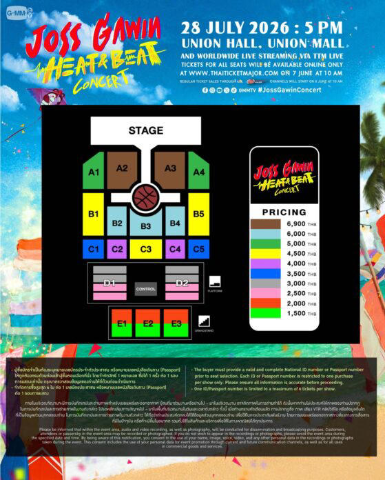 ปักหมุดกดบัตร 7 มิ.ย. JOSS GAWIN HEAT & BEAT CONCERT