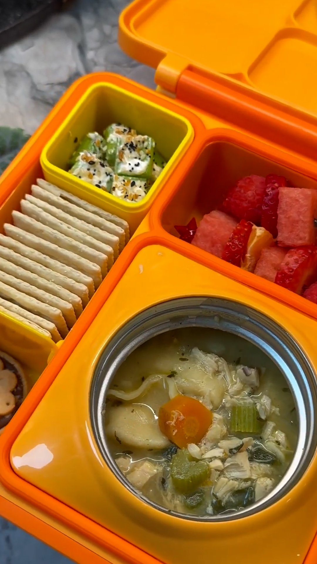 Yesterday's homemade soup transformed into today's easy lunch