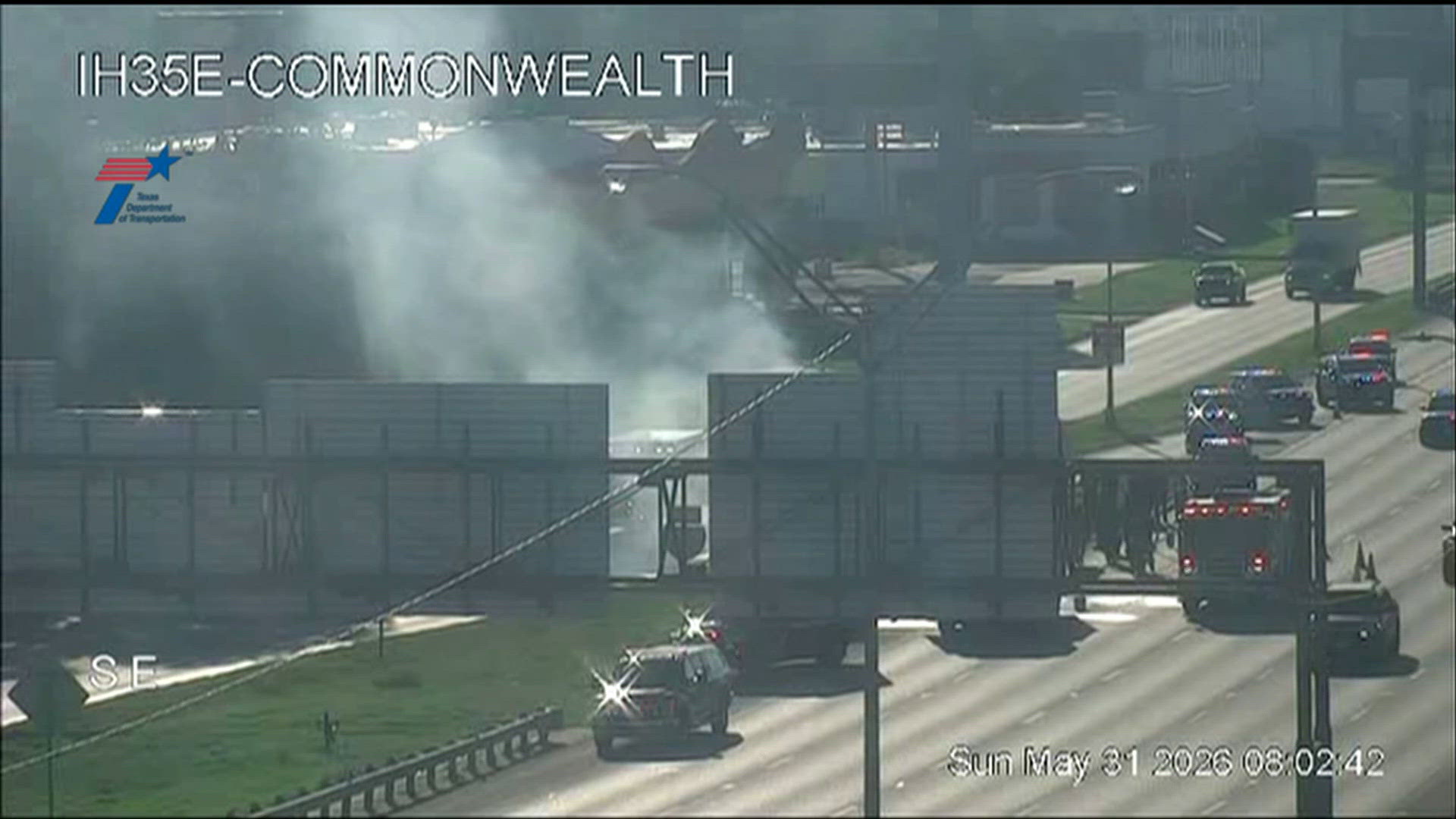 Officials respond to car fire on I-35E at Commonwealth on Sunday morning
