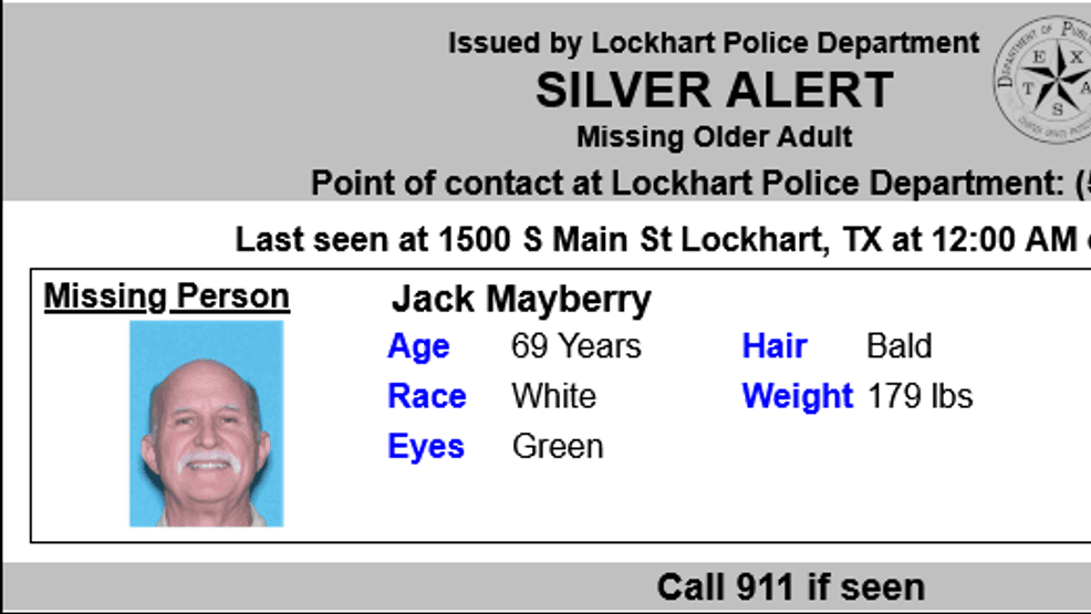 Silver Alert issued for 69-year-old man from Lockhart