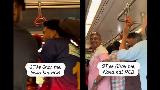 'GT ke ghar me, nara hai RCB': Viral video shows Ahmedabad metro ...