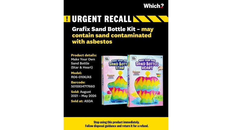 Two more children's sand kits withdrawn from sale over asbestos content