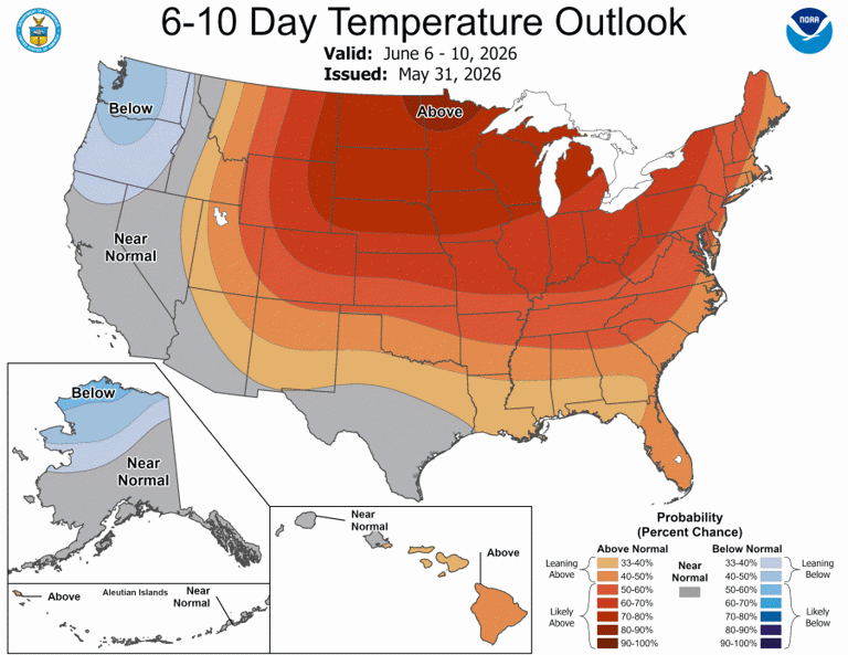 Isolated storms, then more warmth