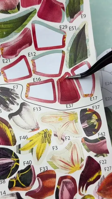 Watch this vintage flower sticker art satisfyingly come together