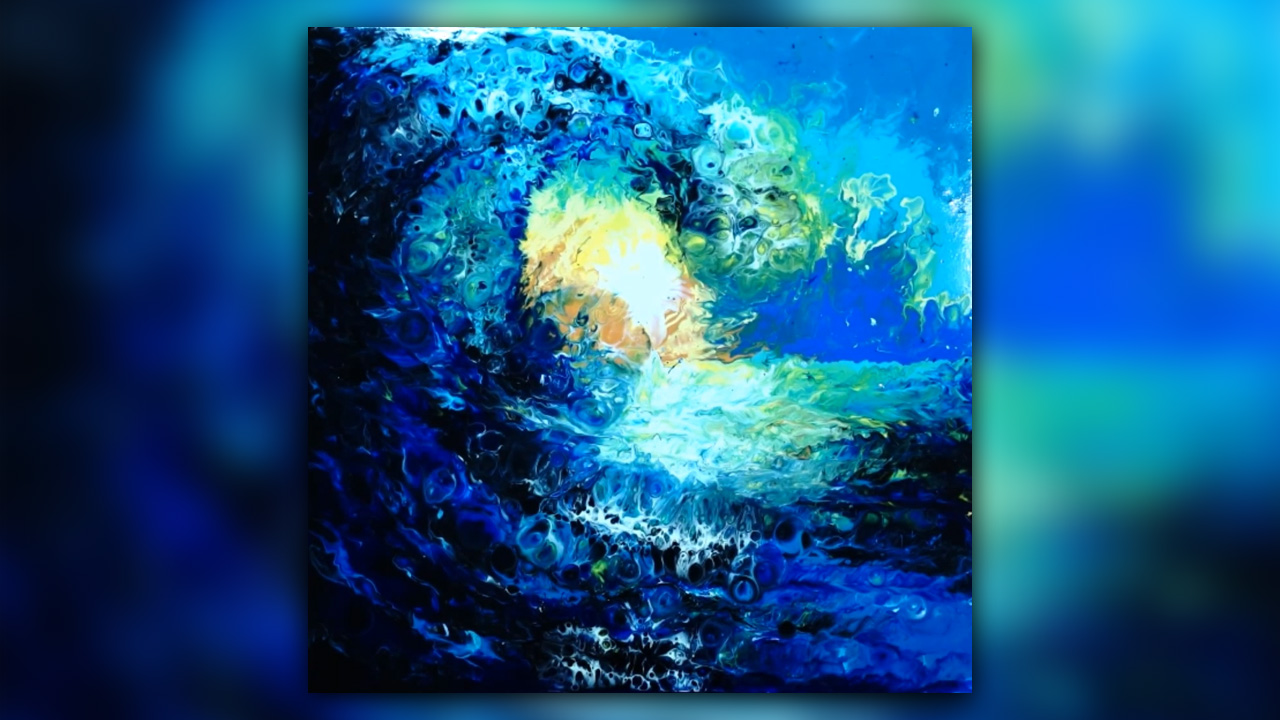 Easy liquid art ocean waves using acrylic pouring painting technique