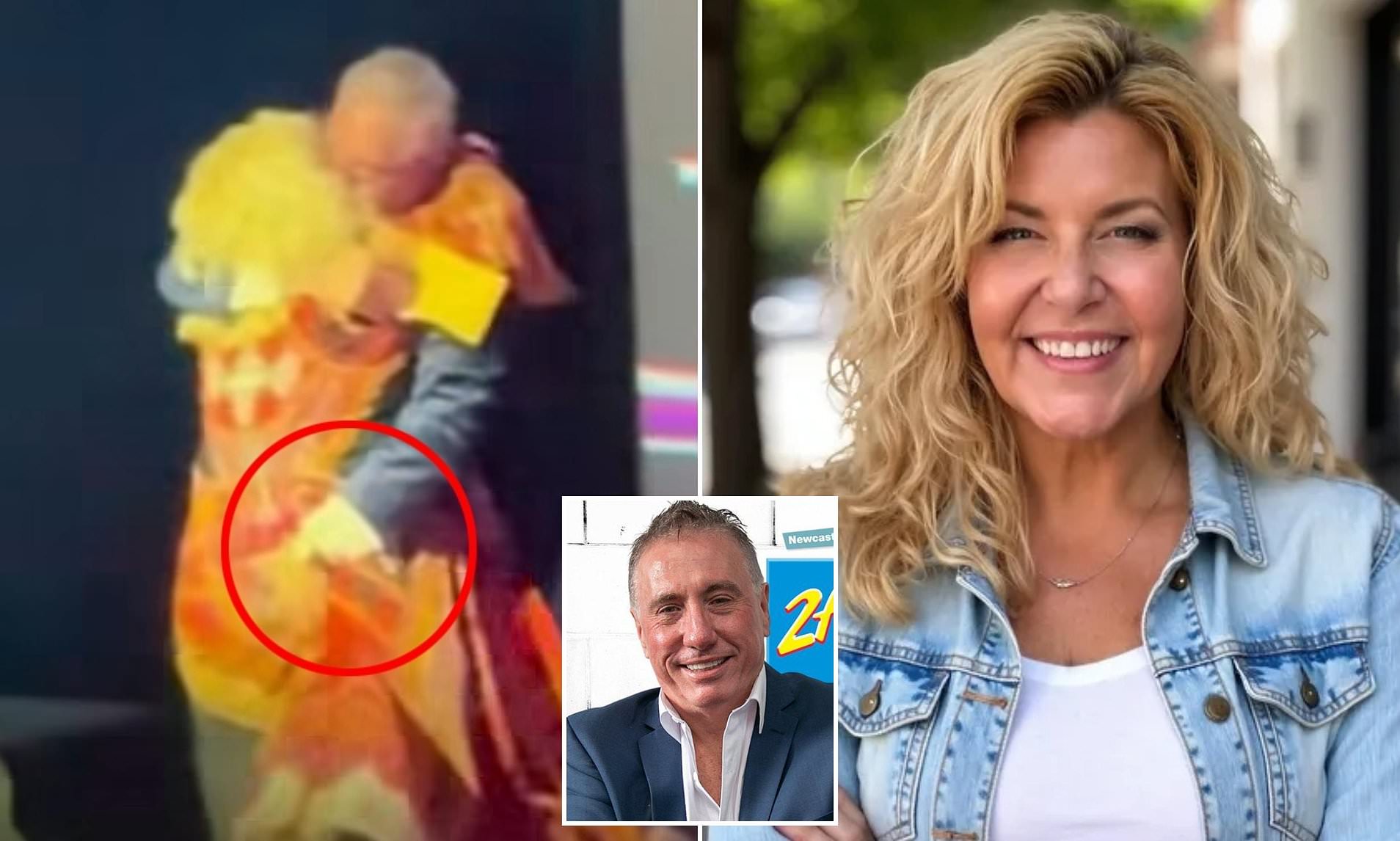 Crowd gasps as radio boss gropes presenter as she accepts award