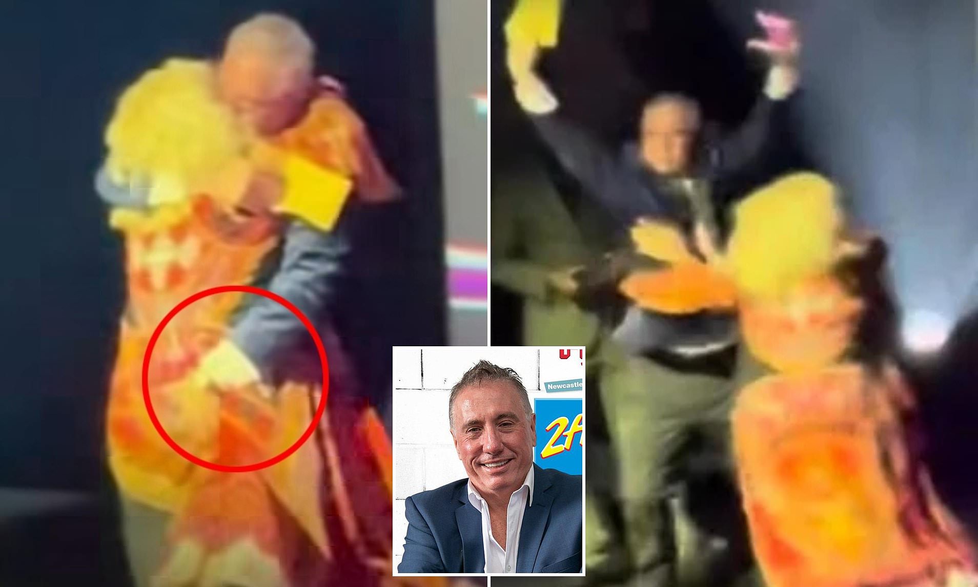 Crowd gasps as radio boss gropes presenter as she accepts award