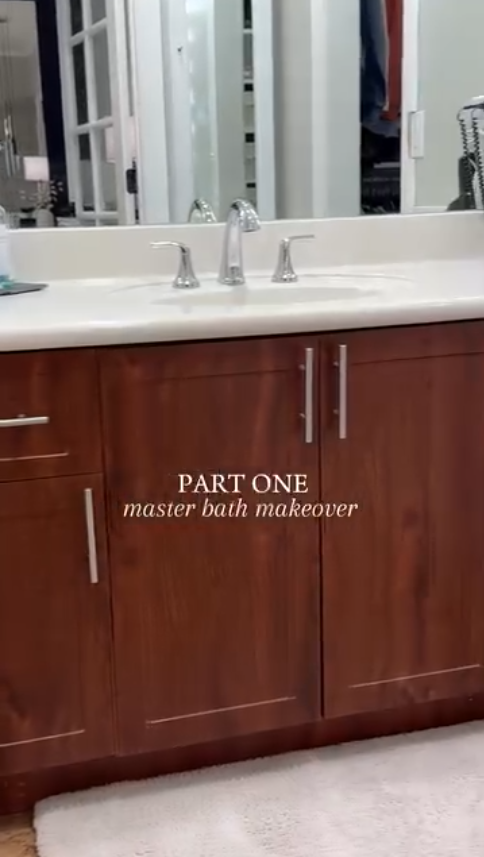 DIY bathroom cabinet makeover with paint
