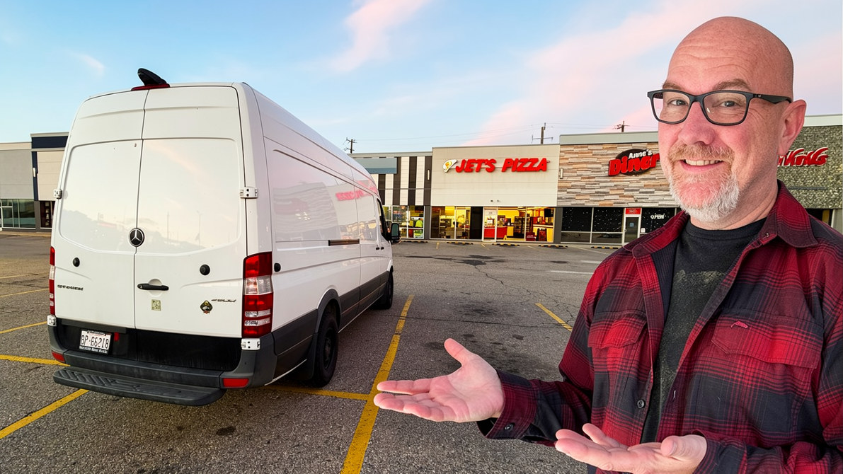 Stealth camping at Jet's Pizza Detroit style pizza in Michigan USA