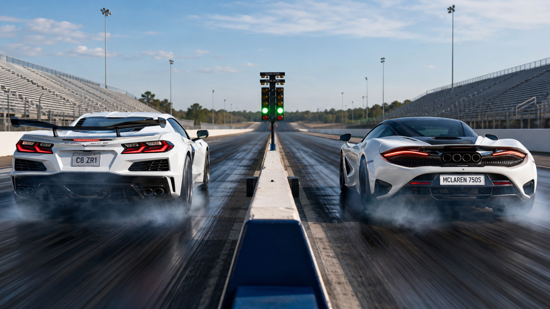 1064HP Chevrolet Corvette C8 ZR1 vs 1000HP McLaren 750S drag race