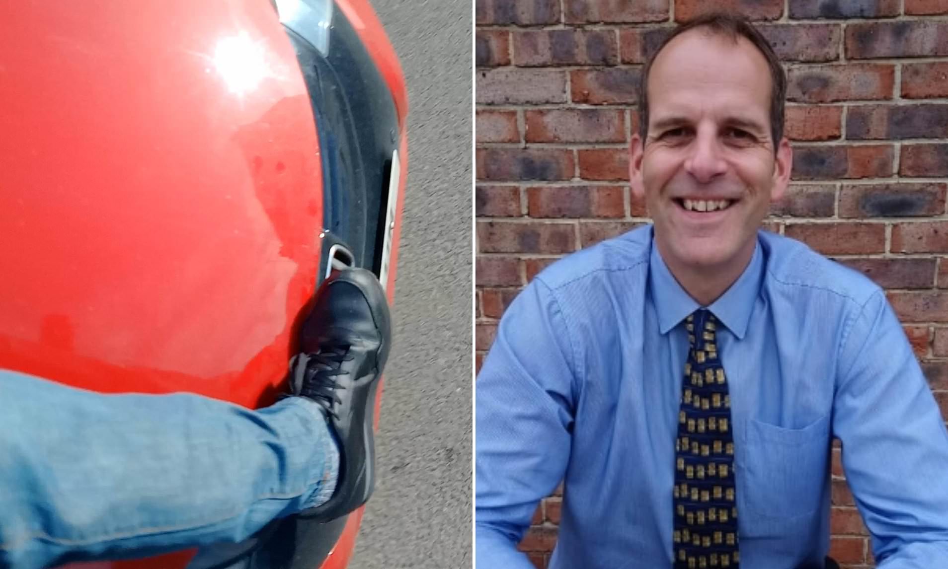 Moment businessman is flung into the air in road rage attack - but ...