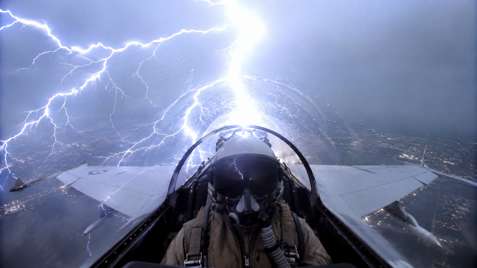 Caught on camera: Lightning strikes an F/A-18 cockpit in mid-air