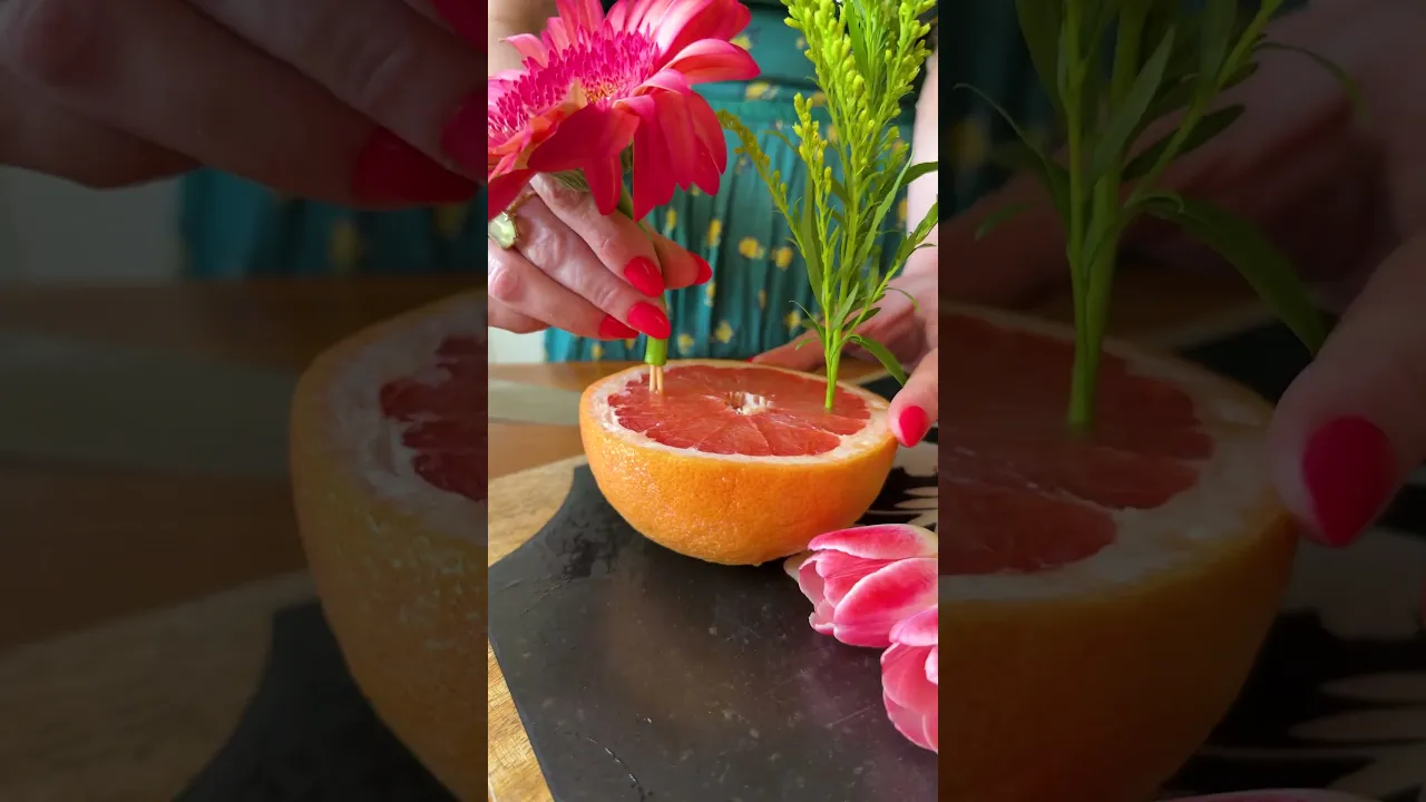 Fun and whimsical summer arrangement!🍊 #summerparty #centerpieces # ...